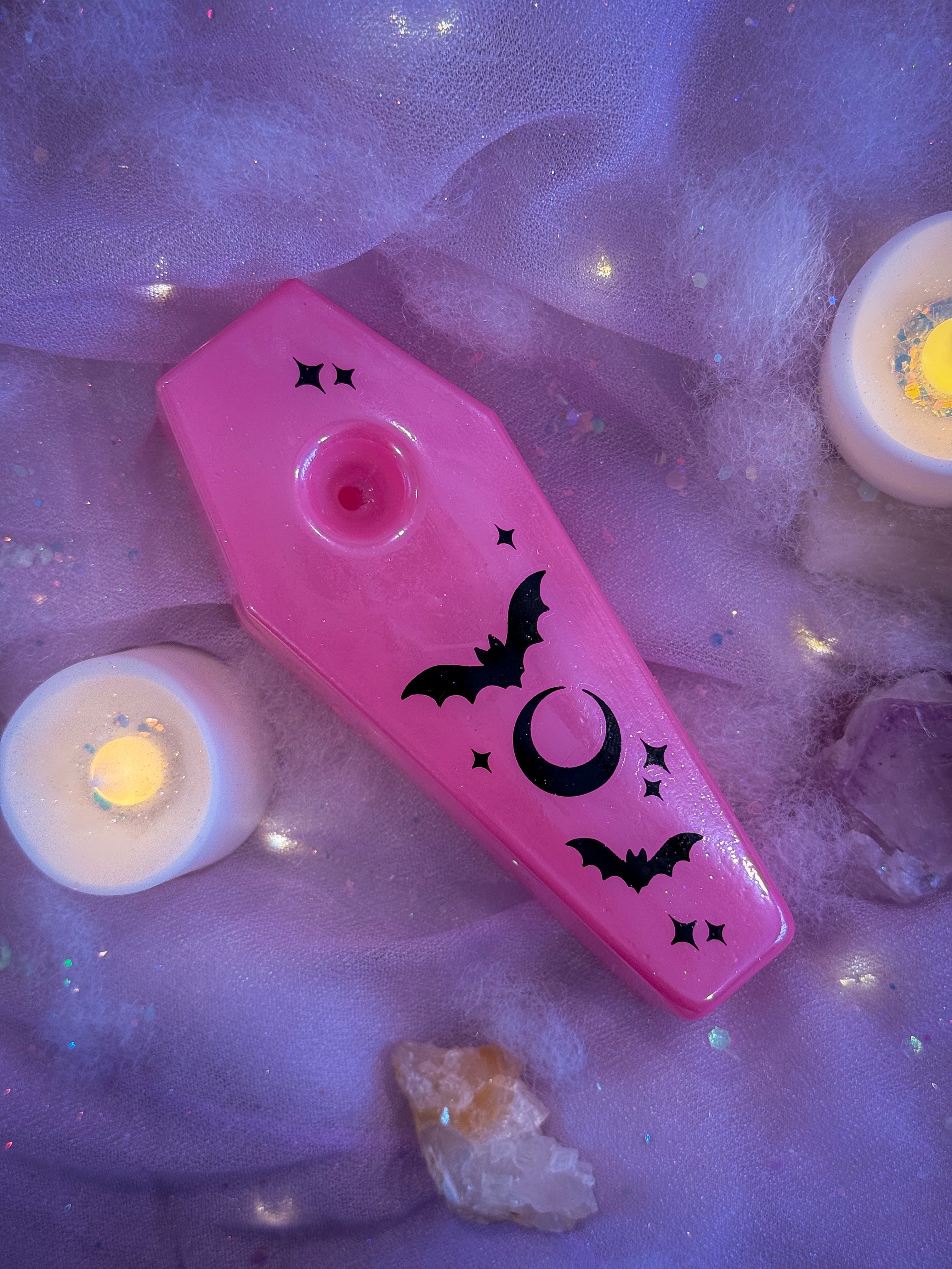 Pink Iridescent Coffin Pipe – The Pretty Deadly Collection – Hocus Smokus
